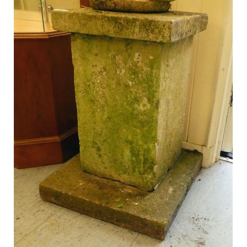 A weathered marble statue, an embracing couple 28"h on a two part stone ...