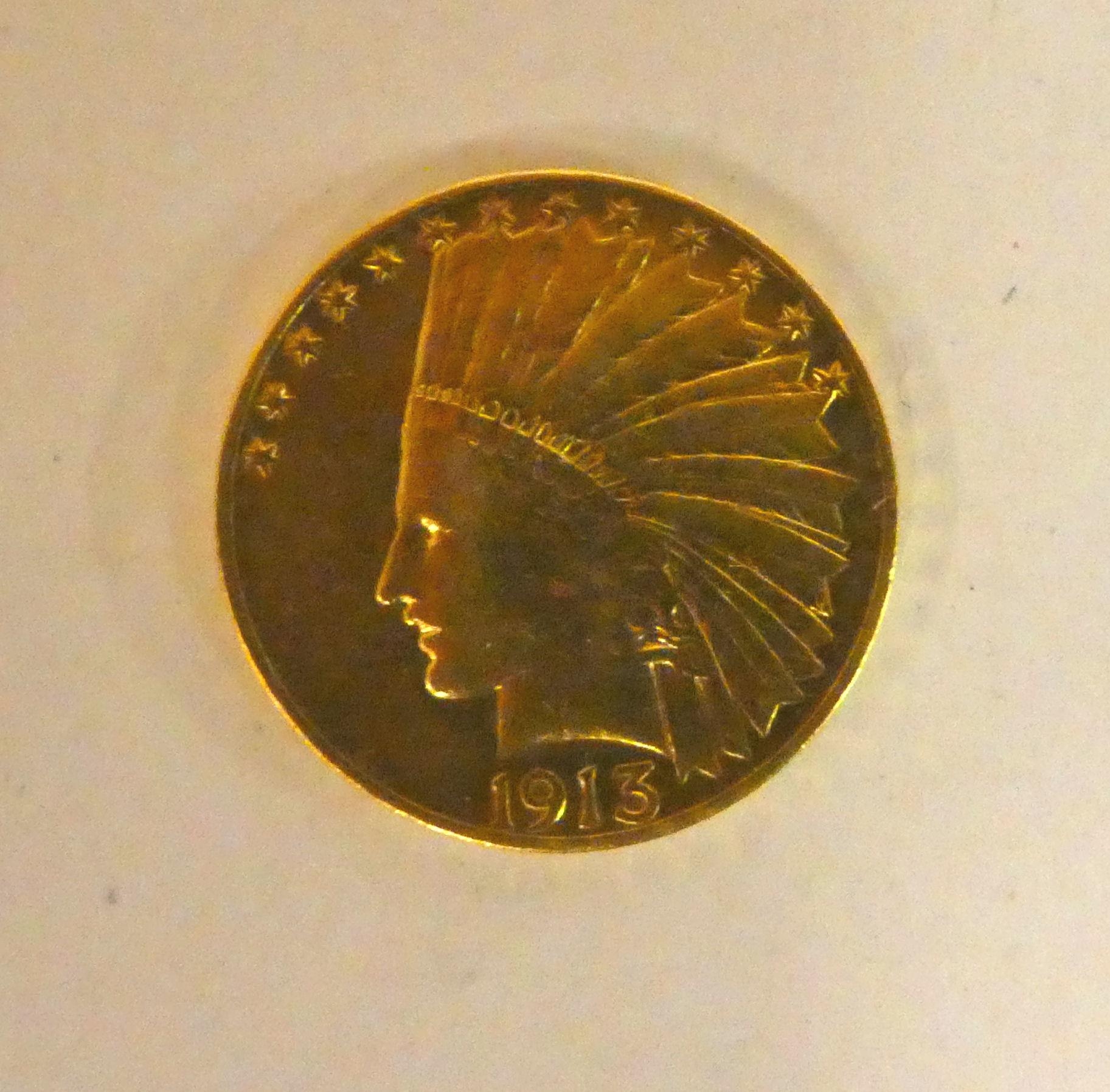 A 1913 American 10 dollar gold coin