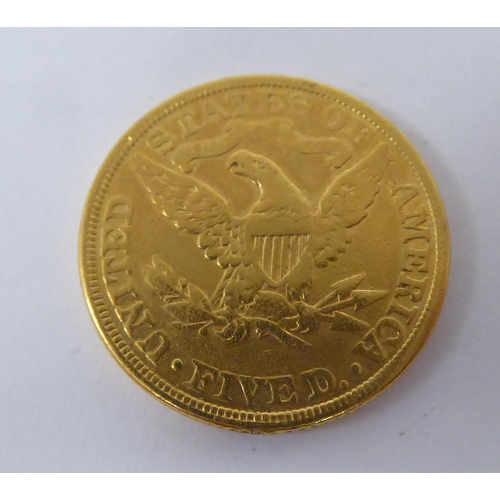 An 1892 American five dollar gold coin