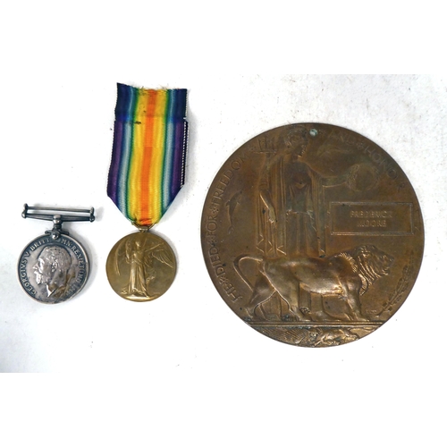 Great War service medals awarded to one Frederick Moore 107210 GNR R.A ...