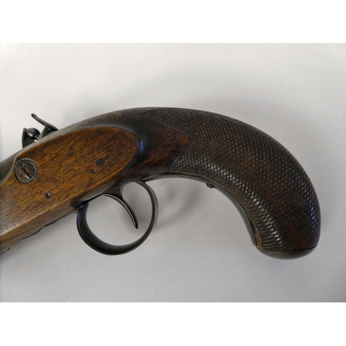 An early 19thC flintlock pistol by W Bond with a ramrod, an engraved ...