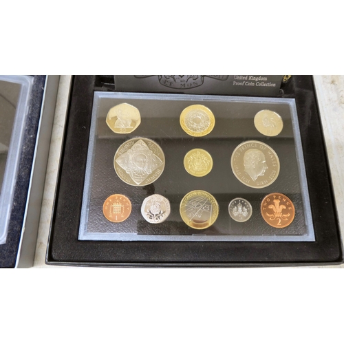 Two Royal Mint proof coin sets for 2000 and 2008 boxed with ...