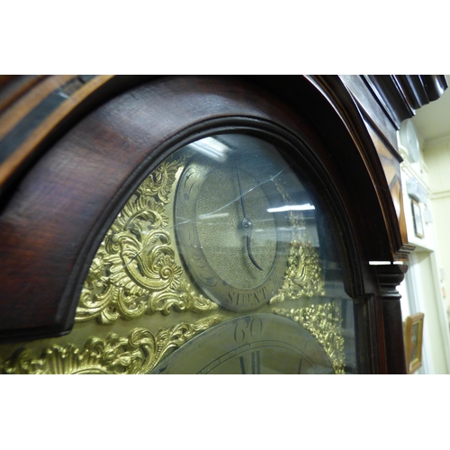 A George III mahogany and marquetry longcase clock; the movement ...