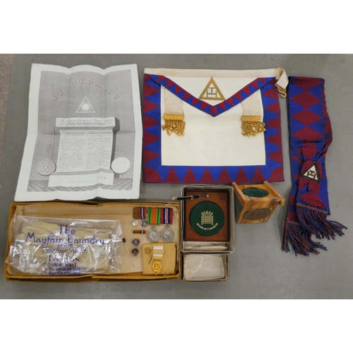 Masonic and military regalia: to include medals(Please Note: this lot ...