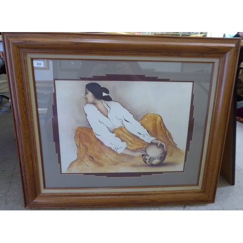 A woman with a pottery bowl print bears an indistinct signature & dated ...