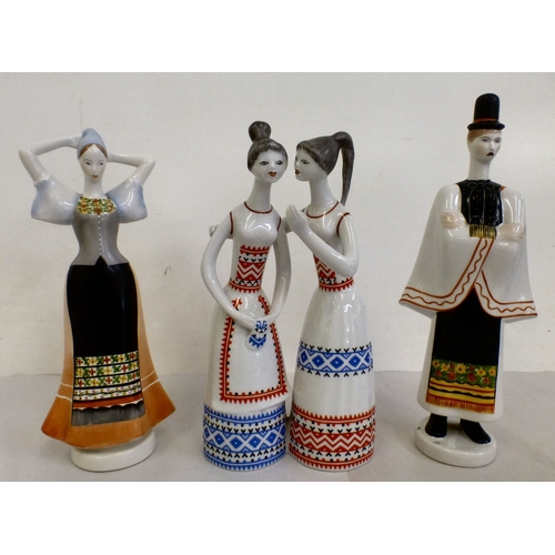 Six Hungarian porcelain figures by Hollohaza and Aquincam, the tallest ...