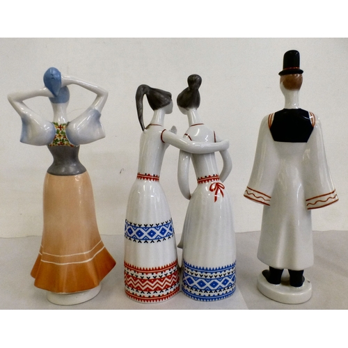 Six Hungarian porcelain figures by Hollohaza and Aquincam, the tallest ...