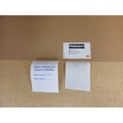 A Scotchgard protected Highly Sprung Ltd two tone peach coloured fabric ...