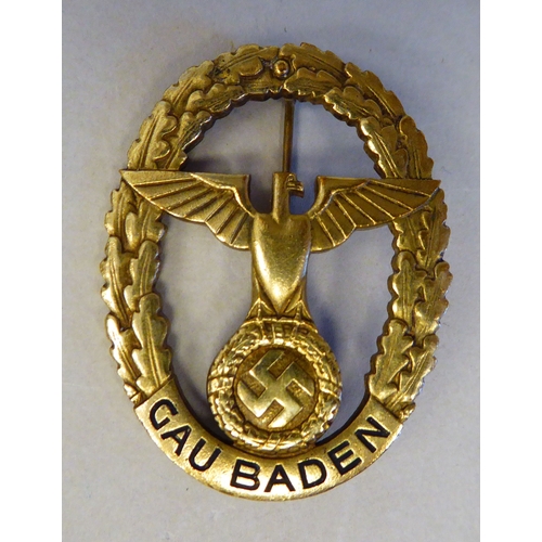 A German Gau Baden breast badge by Klett, Karsruhe(Please Note: this ...