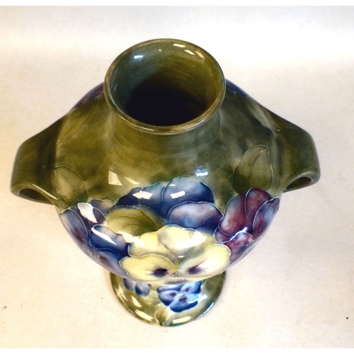 A Moorcroft MacIntyre pottery Pansy pattern vase of waisted form with ...