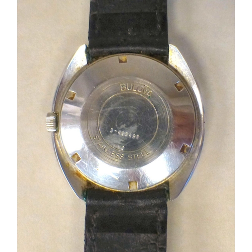 A Bulova Ambassador automatic, stainless steel cased wristwatch, faced ...