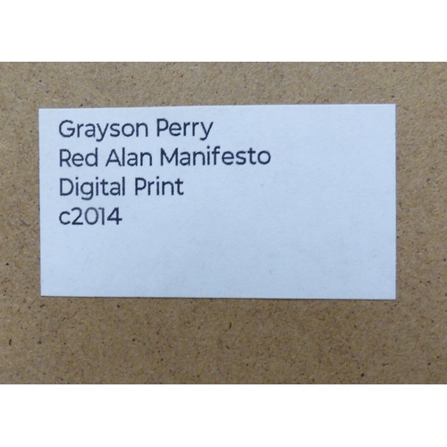 After Grayson Perry - 'Red Alan Manifesto 2014' digital print 12"sq in ...