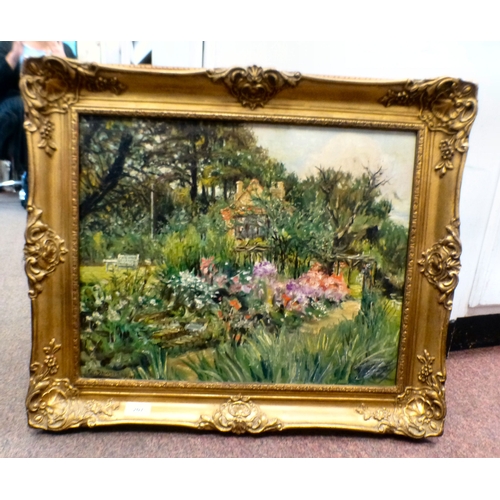 Frederick Thomas Daw - a garden view oil on canvas bears a signature 15 ...