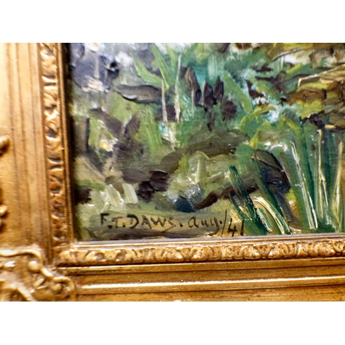 Frederick Thomas Daw - a garden view oil on canvas bears a signature 15 ...
