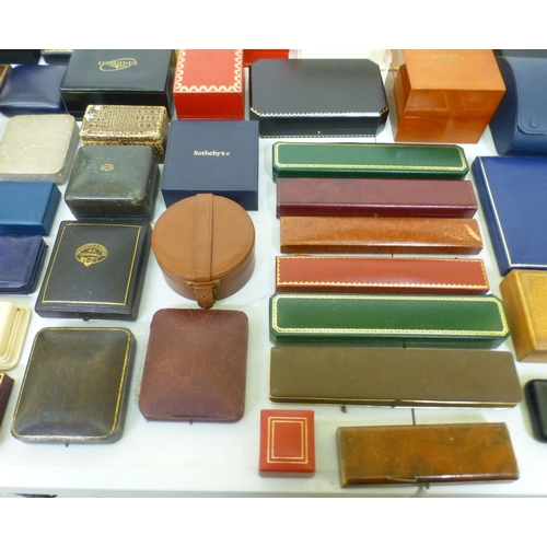 Empty jewellery and watch boxes: to include examples by Omega and Rotary