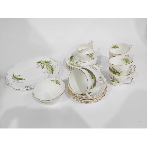 An Adderley bone china tea set, 'Lily of the Valley" pattern on white ...