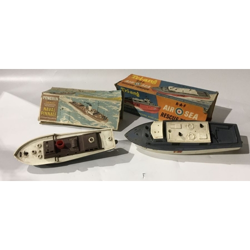 A Tri-ang plastic clockwork boat, RAF Air Sea Rescue Tender, boxed ...