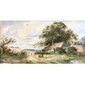 Edward Beehcham Lait (British, 19th Century), landscape with a thatched ...