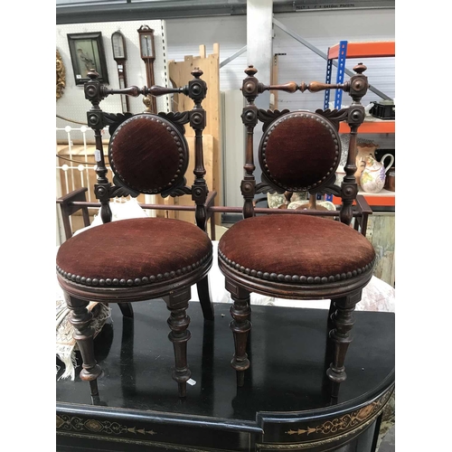 A pair of Victorian carved mahogany child's/dolls chairs, cuboid and ...