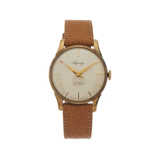 Asprey, a 9ct gold wrist watch, case numbered 49962, manual wind ...