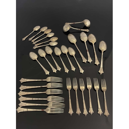 A Victorian silver six-place part-setting of Albany pattern flatware ...