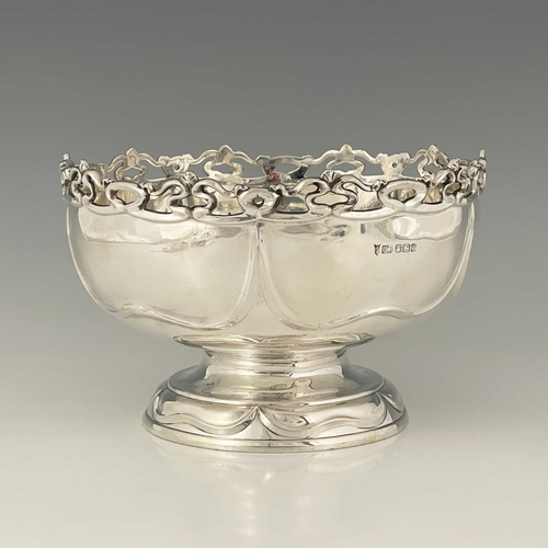 A George V silver rose bowl, in the Art Nouveau style, the body, foot ...