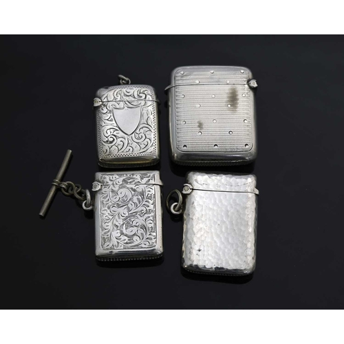 Four twentieth-century hallmarked silver vesta cases, to include one ...