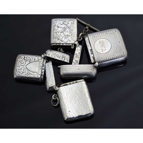 Four twentieth-century hallmarked silver vesta cases, to include one ...