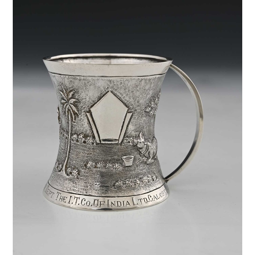 India. An early twentieth-century Indian Raj silver mug, of waisted ...