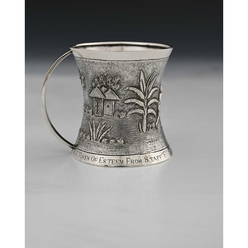 India. An early twentieth-century Indian Raj silver mug, of waisted ...