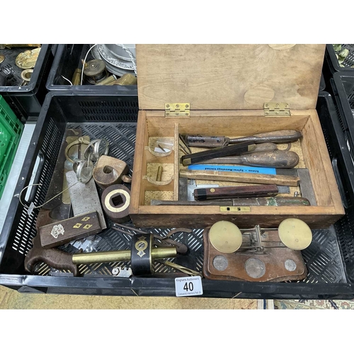 A toolbox containing 19th and early 20th century carpentry tools ...