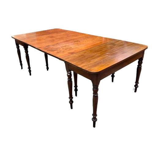 A 19th century mahogany dining table, extendable, breaks down into ...