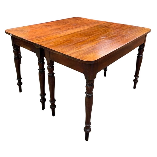 A 19th century mahogany dining table, extendable, breaks down into ...