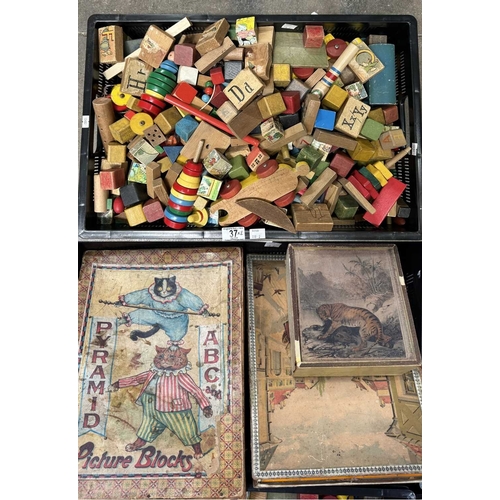 A 19th century children's toy 'Pyramid ABC & Picture Blocks', together ...