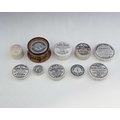A collection of toothpaste pot lids, including D Wrights Pearl Ointment ...