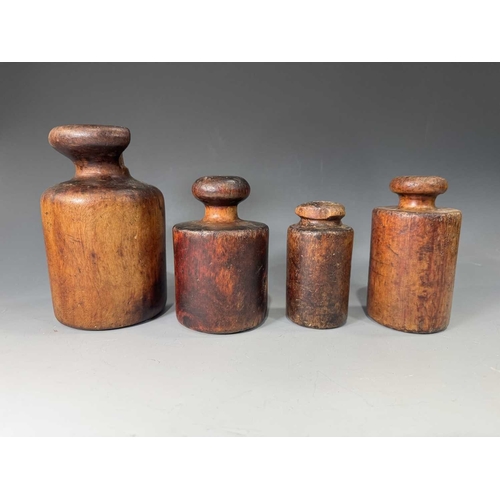 Four wooden pork pie moulds or pie dolly's, 19th century, of ...