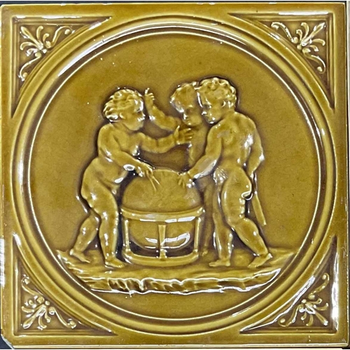 William Unwin for Carters, a plastic clay high relief moulded tile, in ...