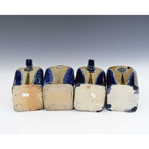 C J C Bailey, Fulham, a set of four stoneware spirit flagons, circa ...