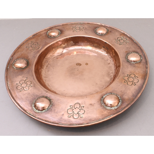 Two pieces of copperware: 1. an Arts & Crafts style and period hand ...