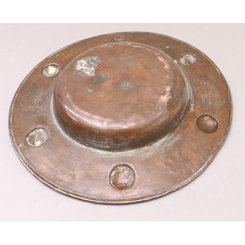 Two pieces of copperware: 1. an Arts & Crafts style and period hand ...