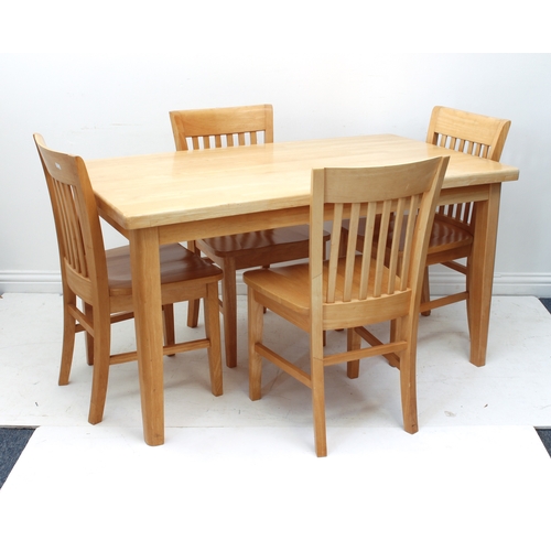 A wooden rectangular kitchen table and four chairs - the table LWH 140 ...