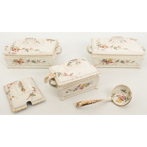 A pair of Victorian 'Briar' pattern china rectangular covered serving ...