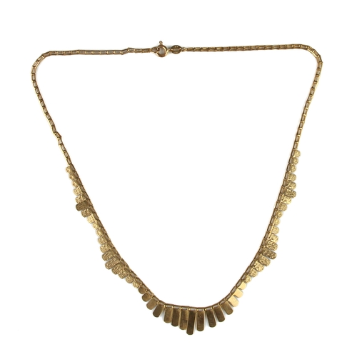 A vintage 9ct yellow gold fringe necklace - London import hallmarks ...