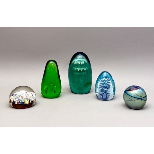 Five antique and vintage glass paperweights - including a Victorian ...