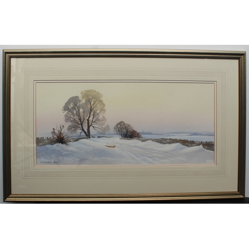 Colin Tuffrey (British, b.1939) 'Lechlade Church in winter' watercolour ...