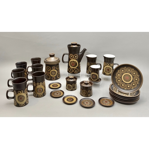 A vintage 1970s Denby Arabesque pattern coffee service - black printed ...