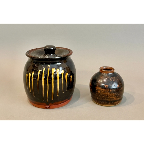 Eight pieces of stoneware studio pottery - including a small Lacock ...