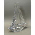 A Daum crystal model of a Yacht - etched 'Daum France to side of base ...