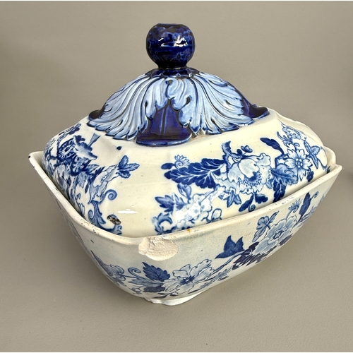 Four 19th century blue and white Dresden 'Opaque China' tureens ...