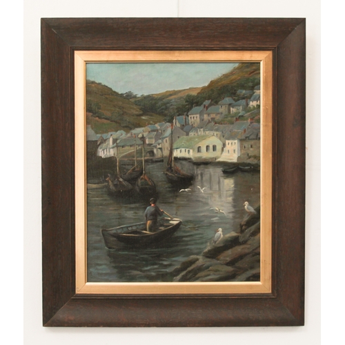 British School (20th century) Polperro Harbour, Cornwall oil on panel ...